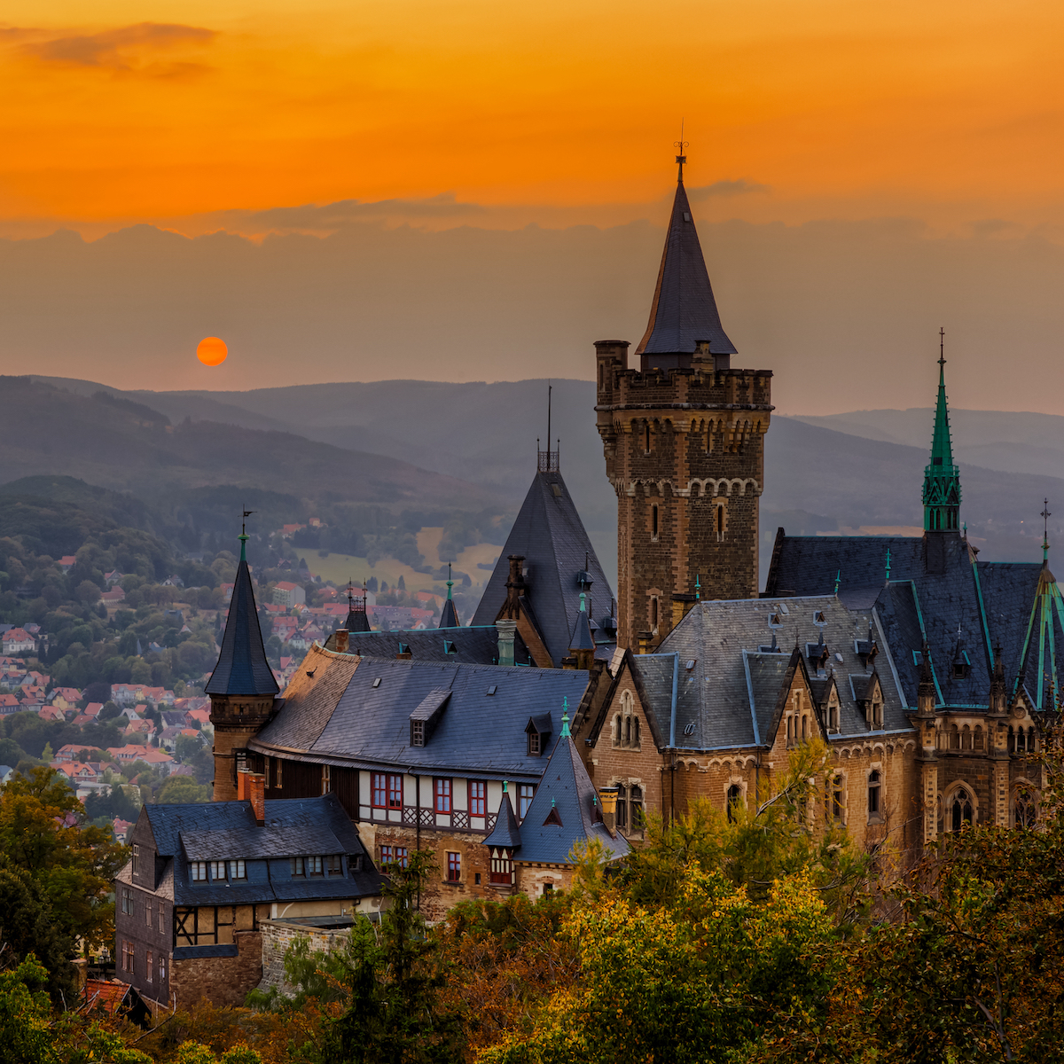 Sunsets Over German Castles Wallpaper Forest, The Sun, Sunset, Castle,